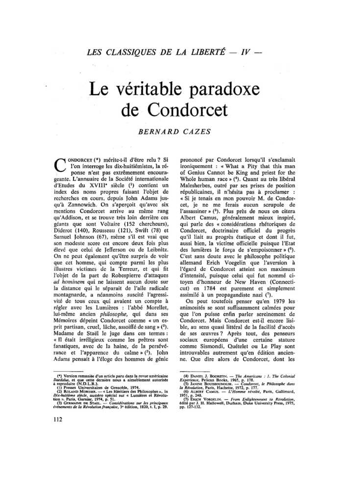 Le véritable paradoxe de Condorcet - Commentaire