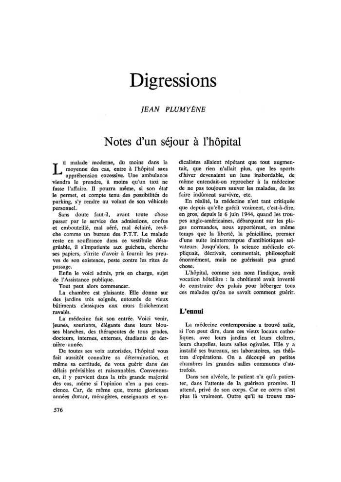 Digressions - Commentaire