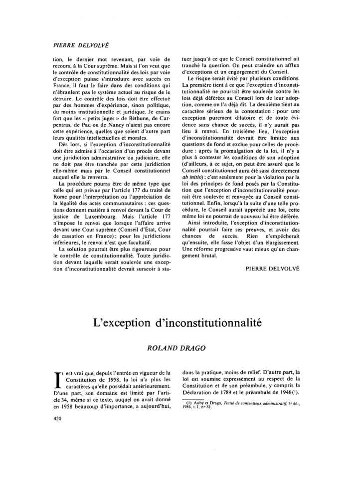 L'exception d'inconstitutionnalité - Commentaire