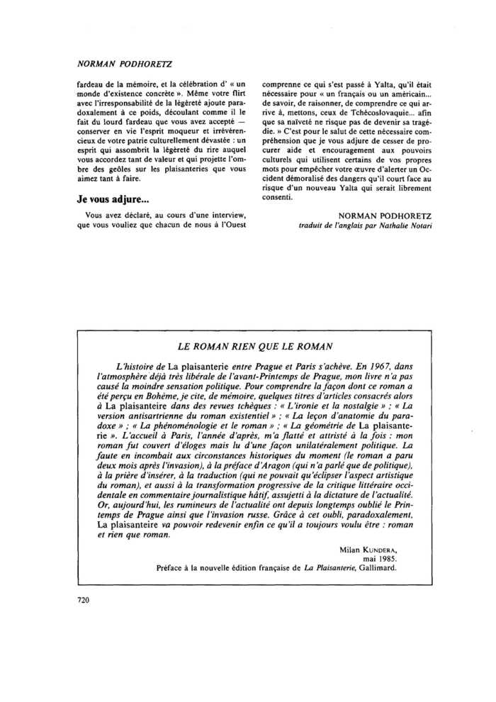 LE ROMAN RIEN QUE LE ROMAN - Commentaire