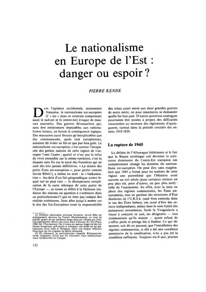 Le nationalisme en Europe de l'Est : danger ou espoir ? - Commentaire