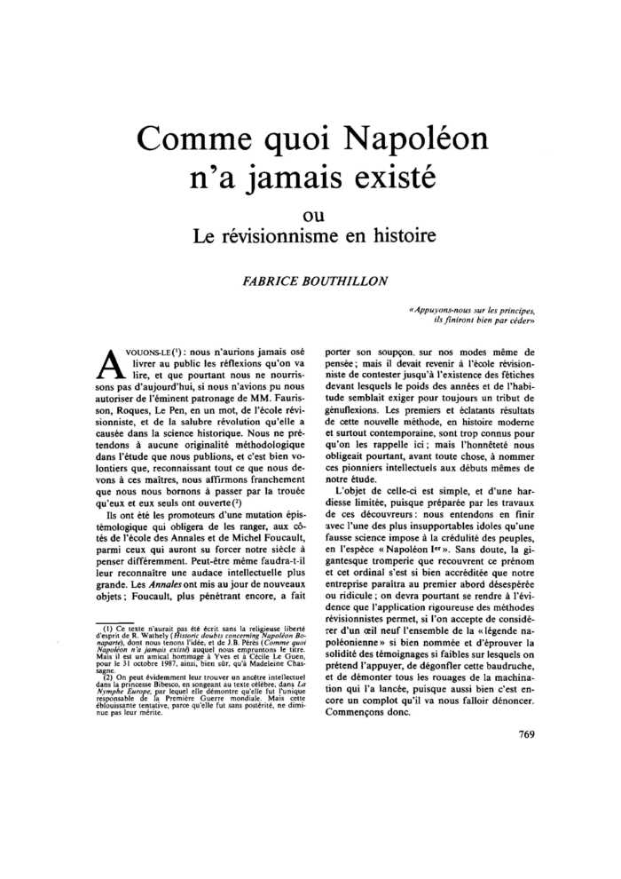 Comme quoi Napoléon n'a jamais existé ou Le révisionnisme en histoire ...