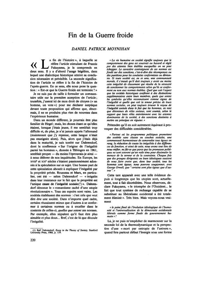 Fin de la Guerre froide - Commentaire
