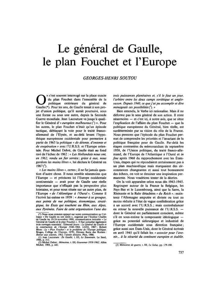 Le général de Gaulle, le plan Fouchet et l'Europe - Commentaire