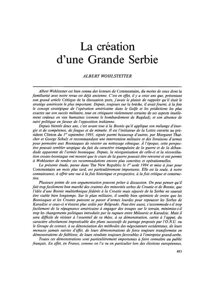 La création d'une Grande Serbie - Commentaire