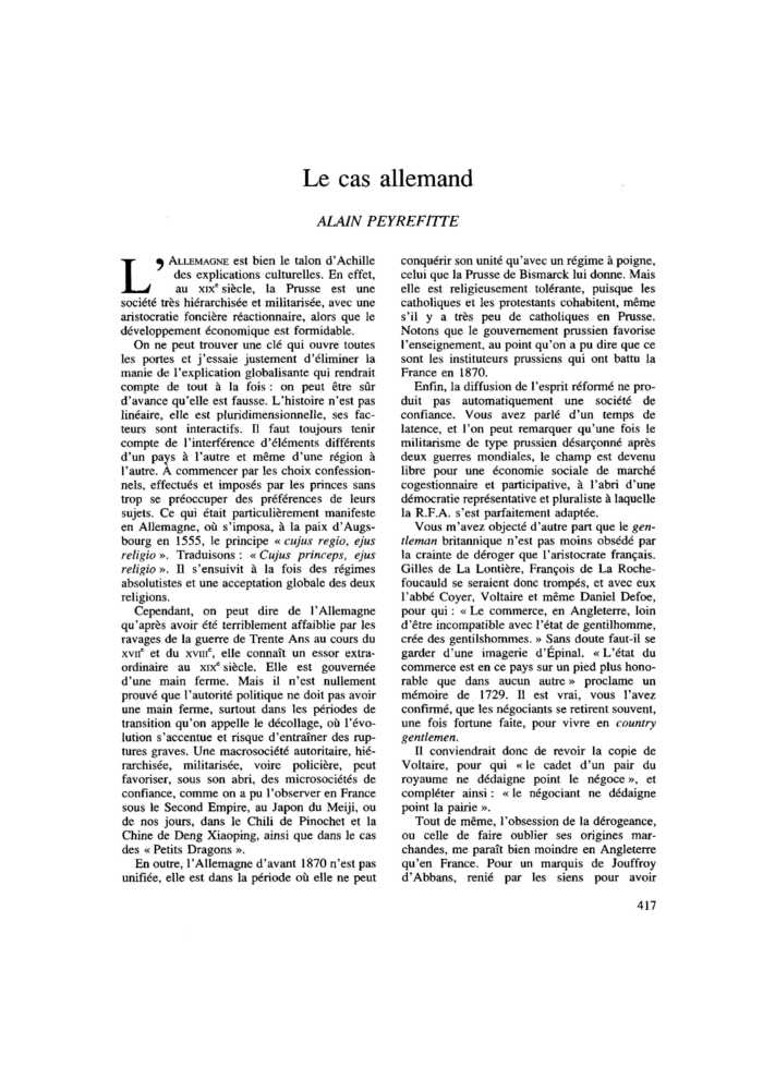 Le cas allemand - Commentaire