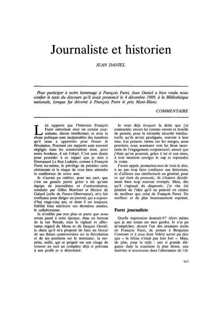 Journaliste et historien - Commentaire