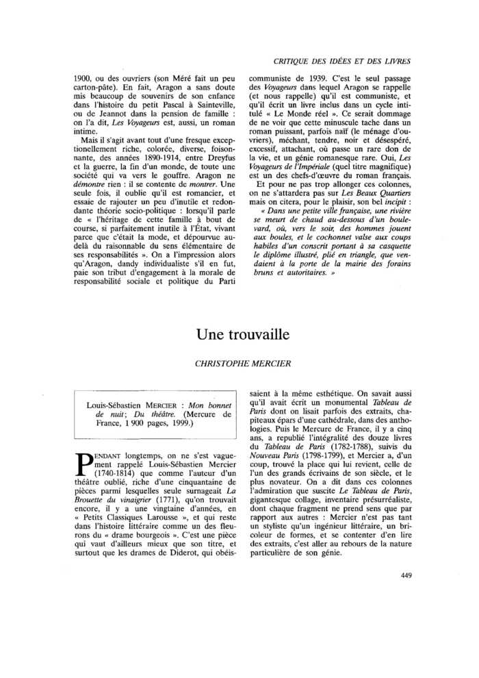 Une trouvaille - Commentaire