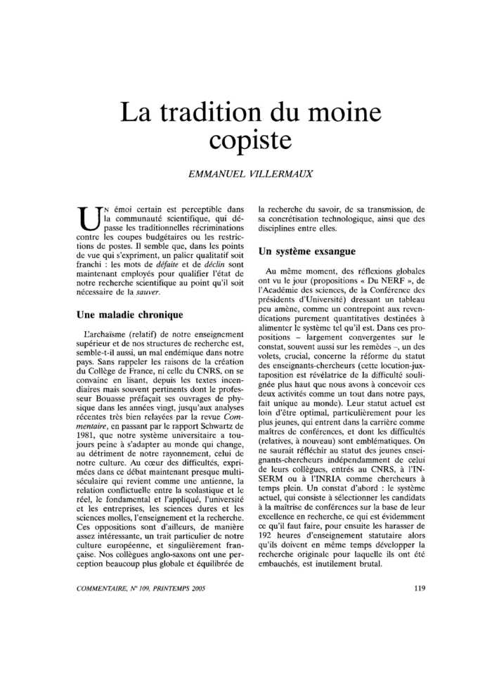 La tradition du moine copiste - Commentaire