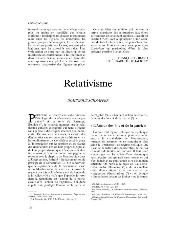 Relativisme - Commentaire
