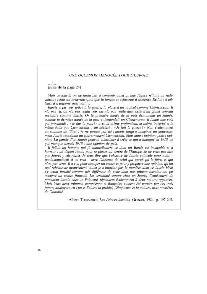 UNE OCCASION MANQUÉE POUR L'EUROPE (suite) - Commentaire