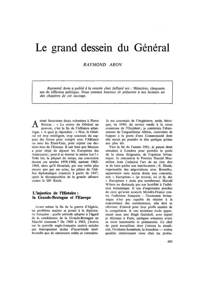 Le grand dessein du Général - Commentaire